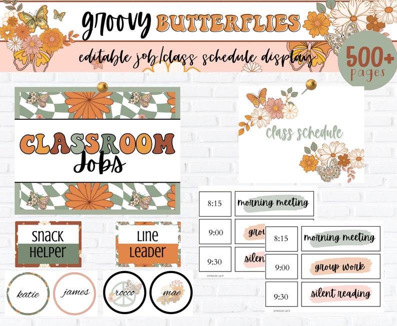 Groovy Butterfly Editable CLASSROOM DECOR Bundle | Elementary Classroom ...