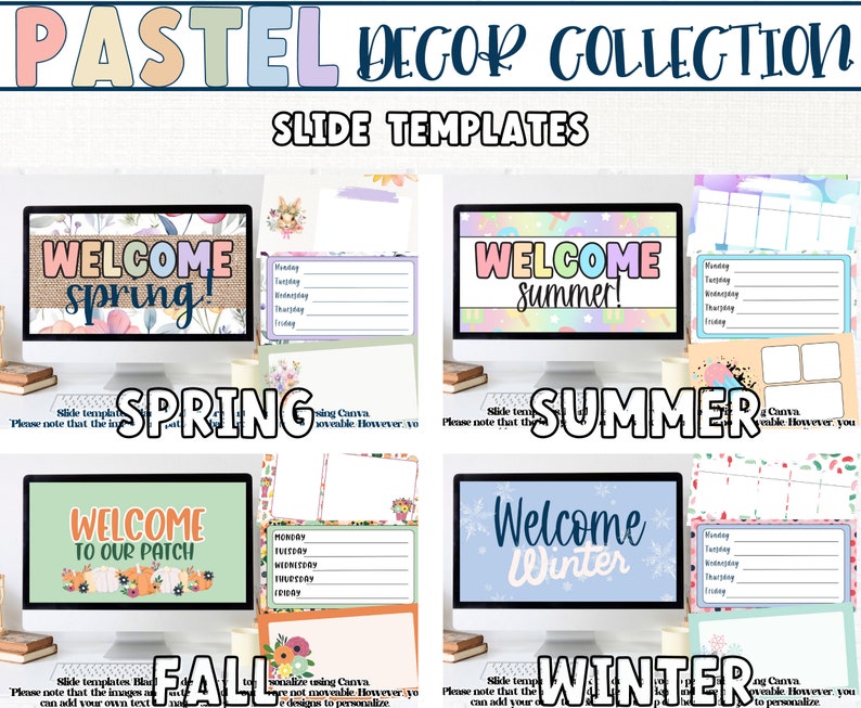 Seasonal Pastel Editable Classroom Decor Bundle Modern Elementary ...