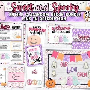Pastel Ghost Happy Halloween Bulletin Board Kit | Fall Bulletin Board ...