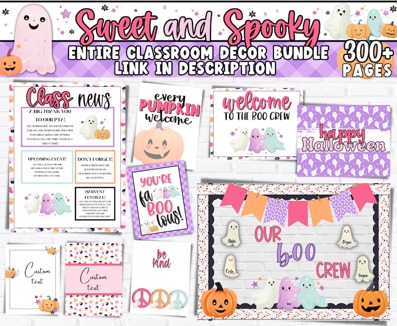 Pastel Ghost Happy Halloween Bulletin Board Kit Fall - Etsy