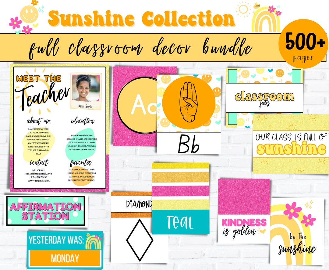 Bright Sunshine Editable CLASSROOM DECOR Bundle | Elementary Classroom ...