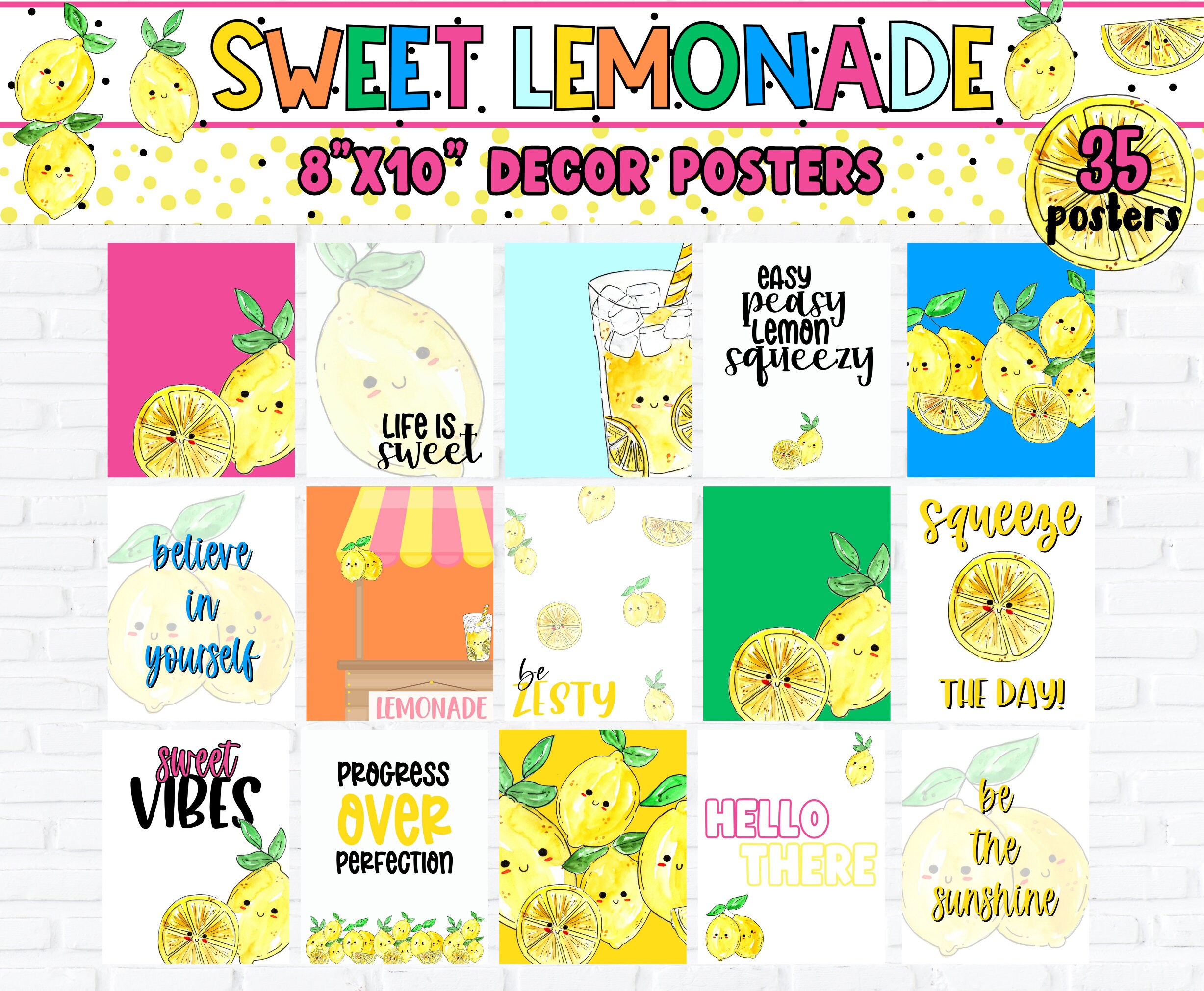Lemon Theme Editable CLASSROOM DECOR Bundle Elementary - Etsy