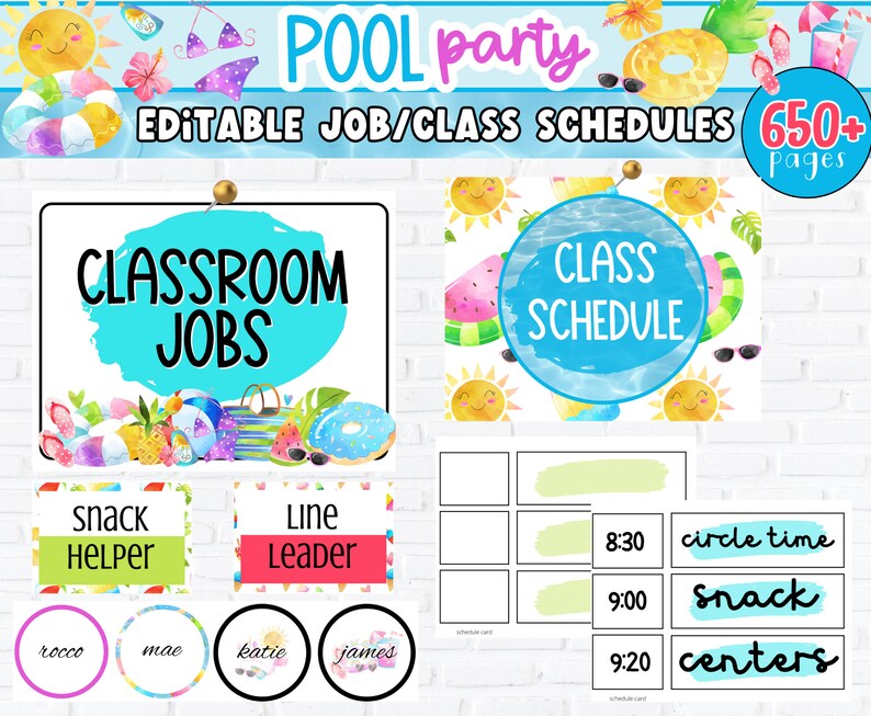 Bright Pool Party Summer CLASSROOM DECOR Bundle Elementary - Etsy