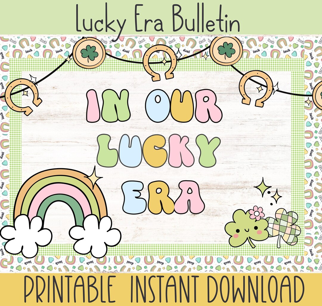 LUCKY ERA Bulletin Template. Lucky Rainbow Themed Printable Bulletin ...