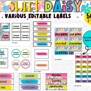 Bright Daisy Editable CLASSROOM DECOR Bundle | Elementary Classroom ...