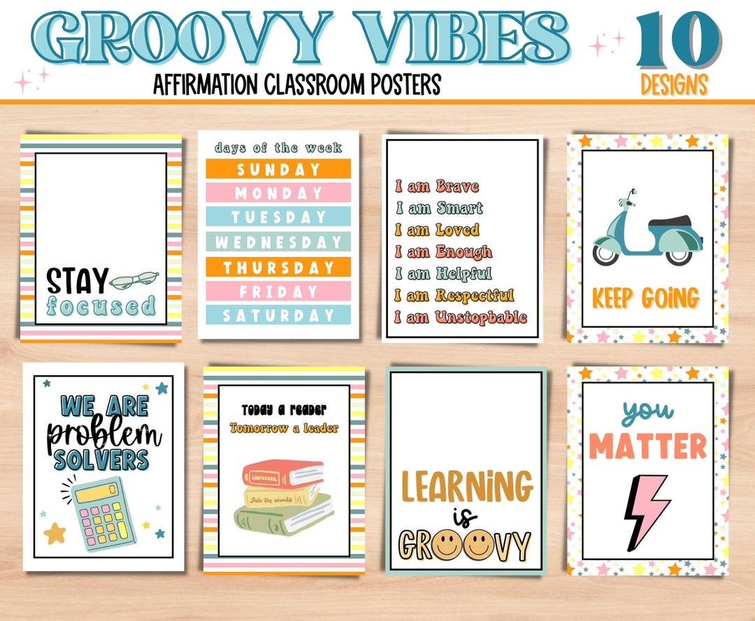 Boho Groovy Affirmation Classroom Poster Set. Classroom Decor ...