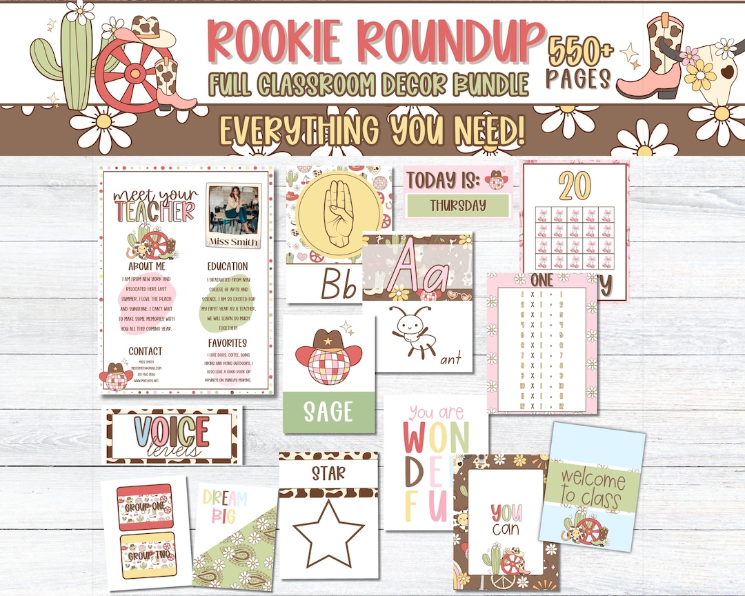 Western Rookie Roundup Theme Editable CLASSROOM DECOR Bundle ...