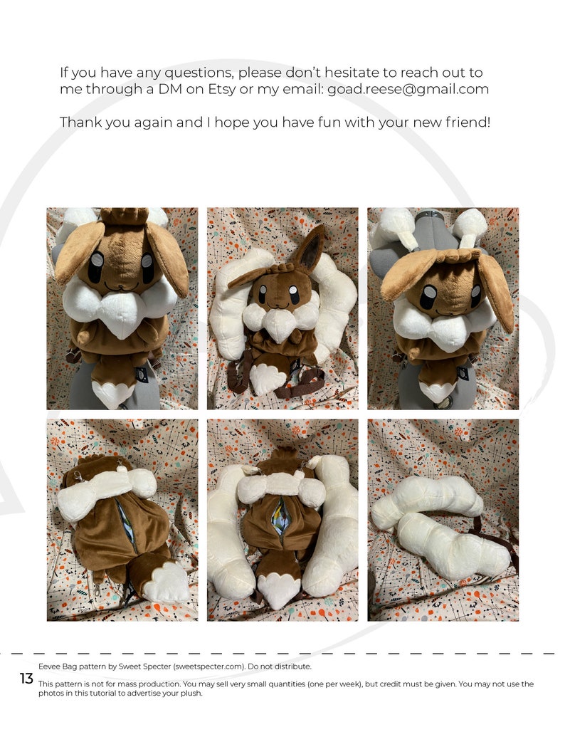 Plush Pokemon Penny Eevee Working Backpack Sewing Pattern - Etsy