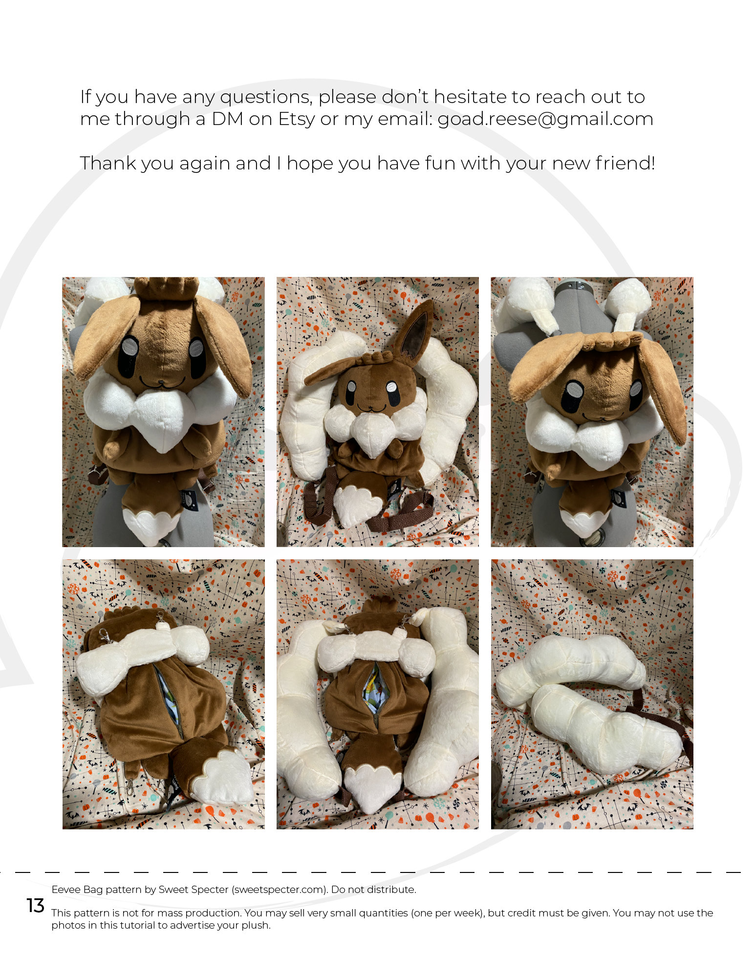 Plush Pokemon Penny Eevee Working Backpack Sewing Pattern - Etsy