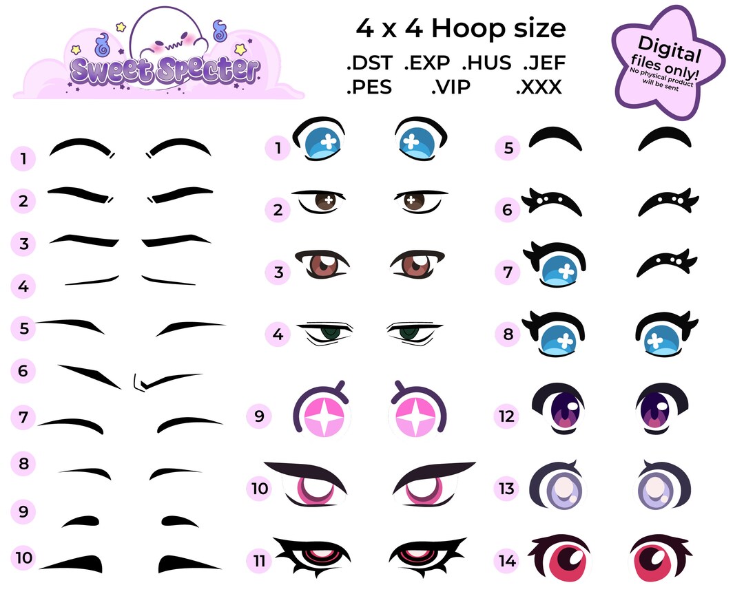 Eyes and Eyebrows for Dolls and Plush 4x4 Embroidery Machine - Etsy