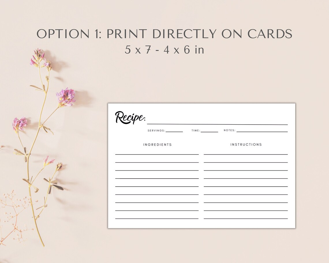 Printable Recipe Card Template for Recipe Card Box | Modern Recipe Card ...