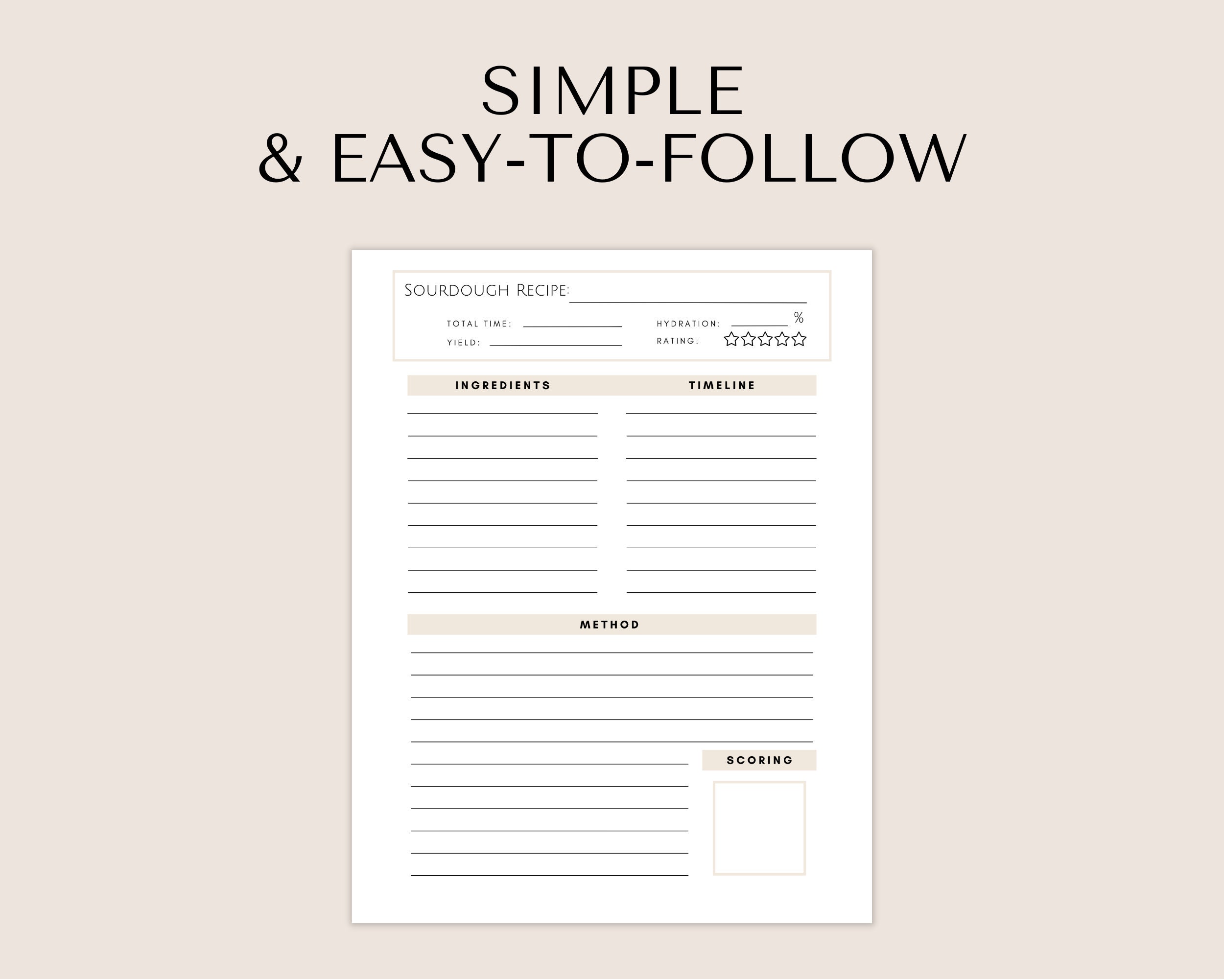 Printable Sourdough Recipe Template | Sourdough Bread Recipe Page ...