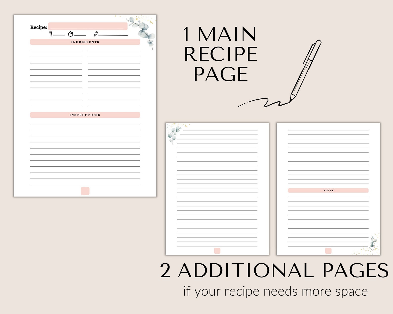 Printable Recipe Template Recipe Book Template Printable Recipe Page ...