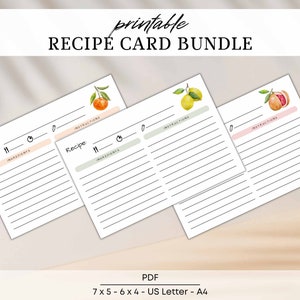 Printable Recipe Cards for Recipe Box Recipe Card Template - Etsy