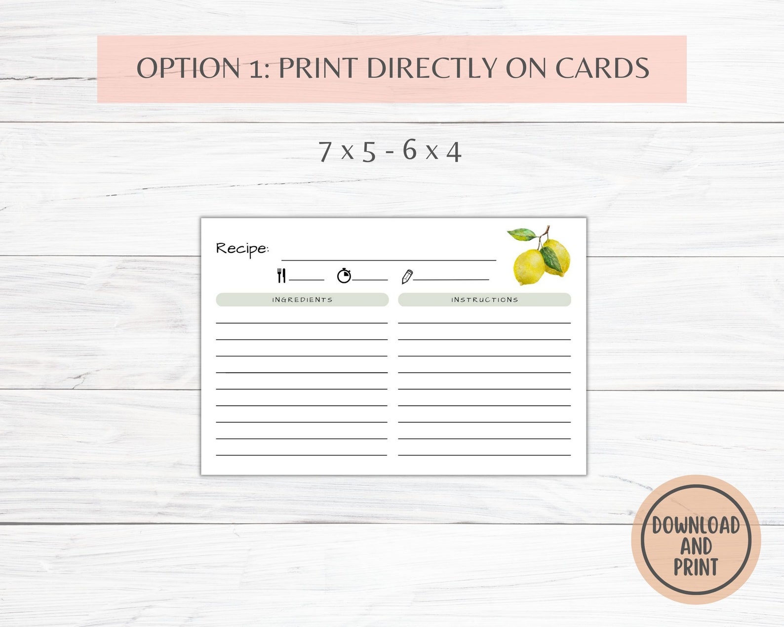Printable Recipe Cards for Recipe Box Recipe Card Template - Etsy