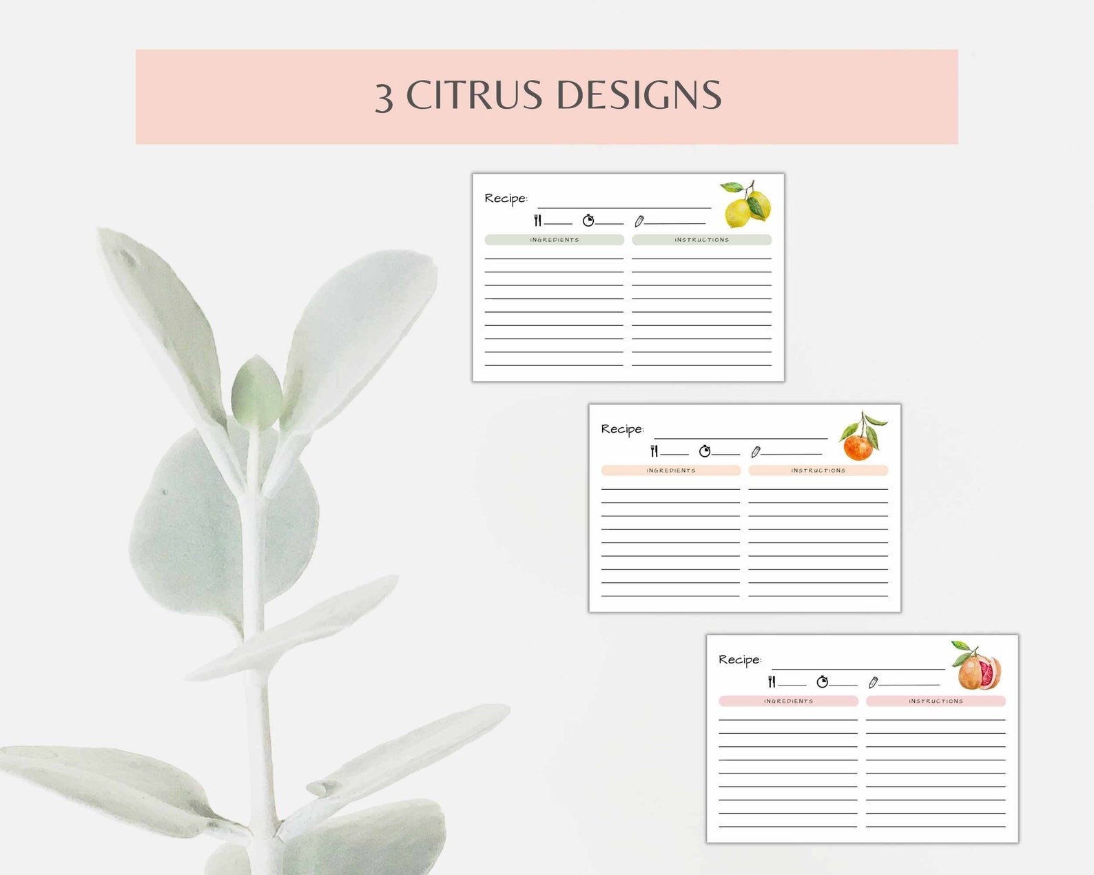 Printable Recipe Cards for Recipe Box Recipe Card Template - Etsy