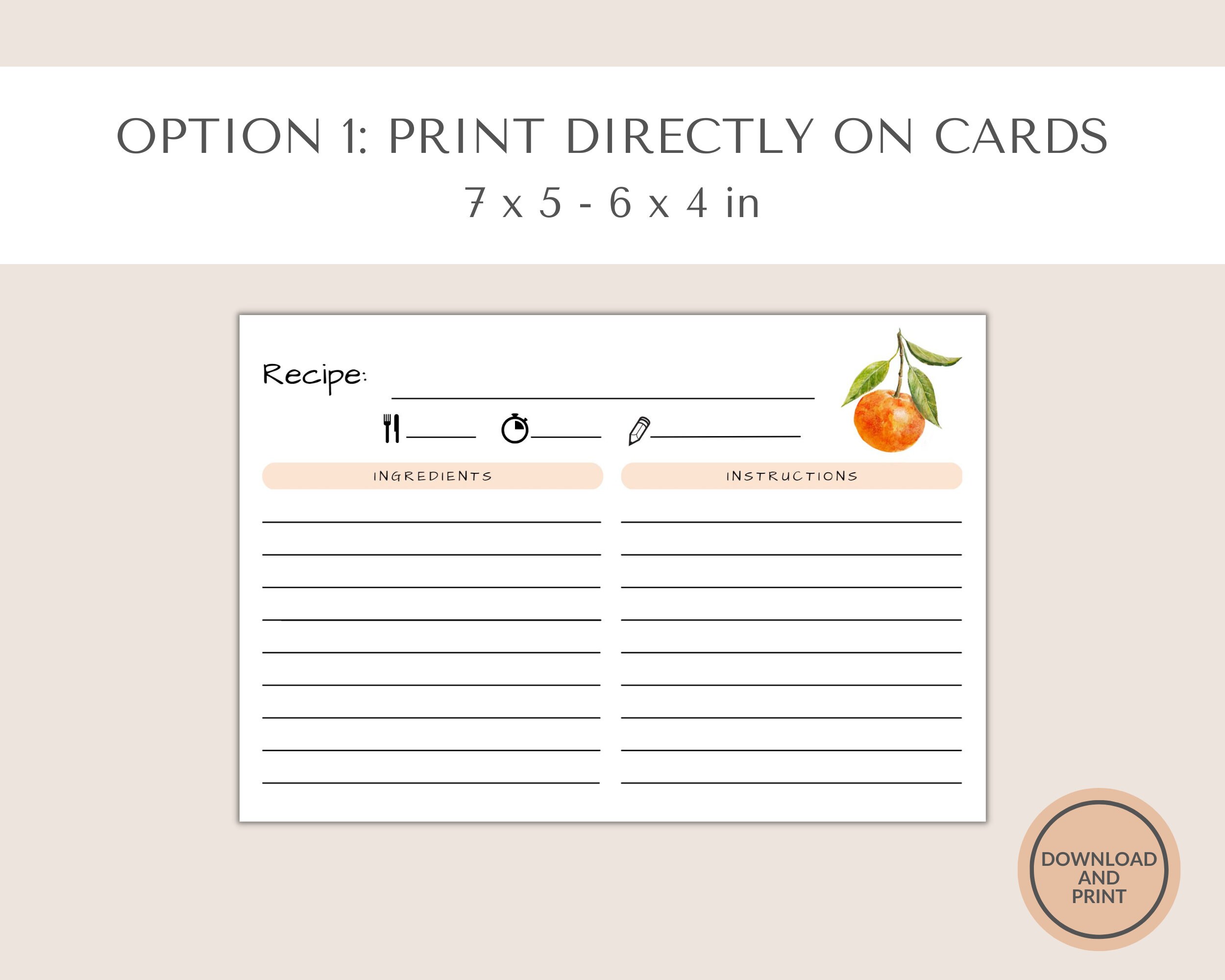 Printable Recipe Card Template to Download for Recipe Card Box ...