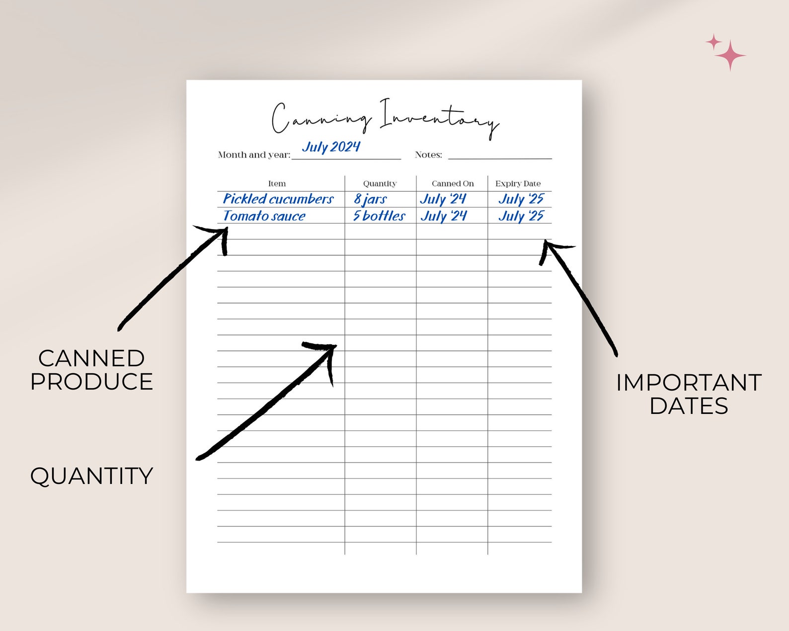 Printable Canning Inventory Tracker | Canning Inventory Template for ...