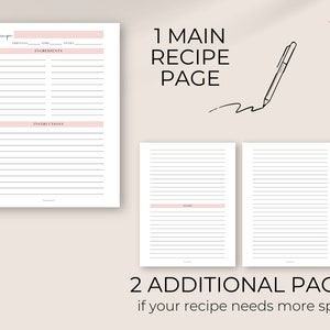 Printable Recipe Template | Pink Recipe Book Template 8.5 X 11 in and ...