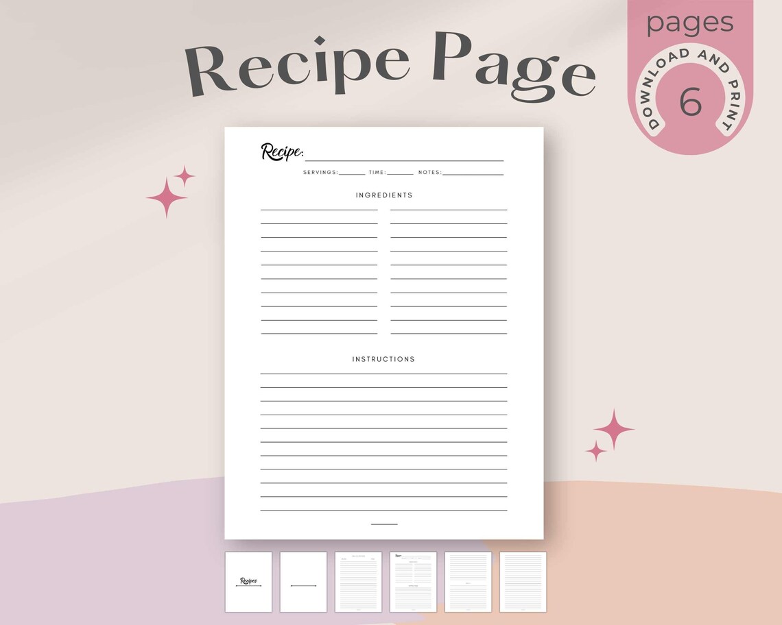 Printable Recipe Template | Recipe Book Template | Printable Recipe ...