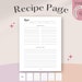 Printable Recipe Template Pink Recipe Book Template 8.5 X 11 in and A4 ...