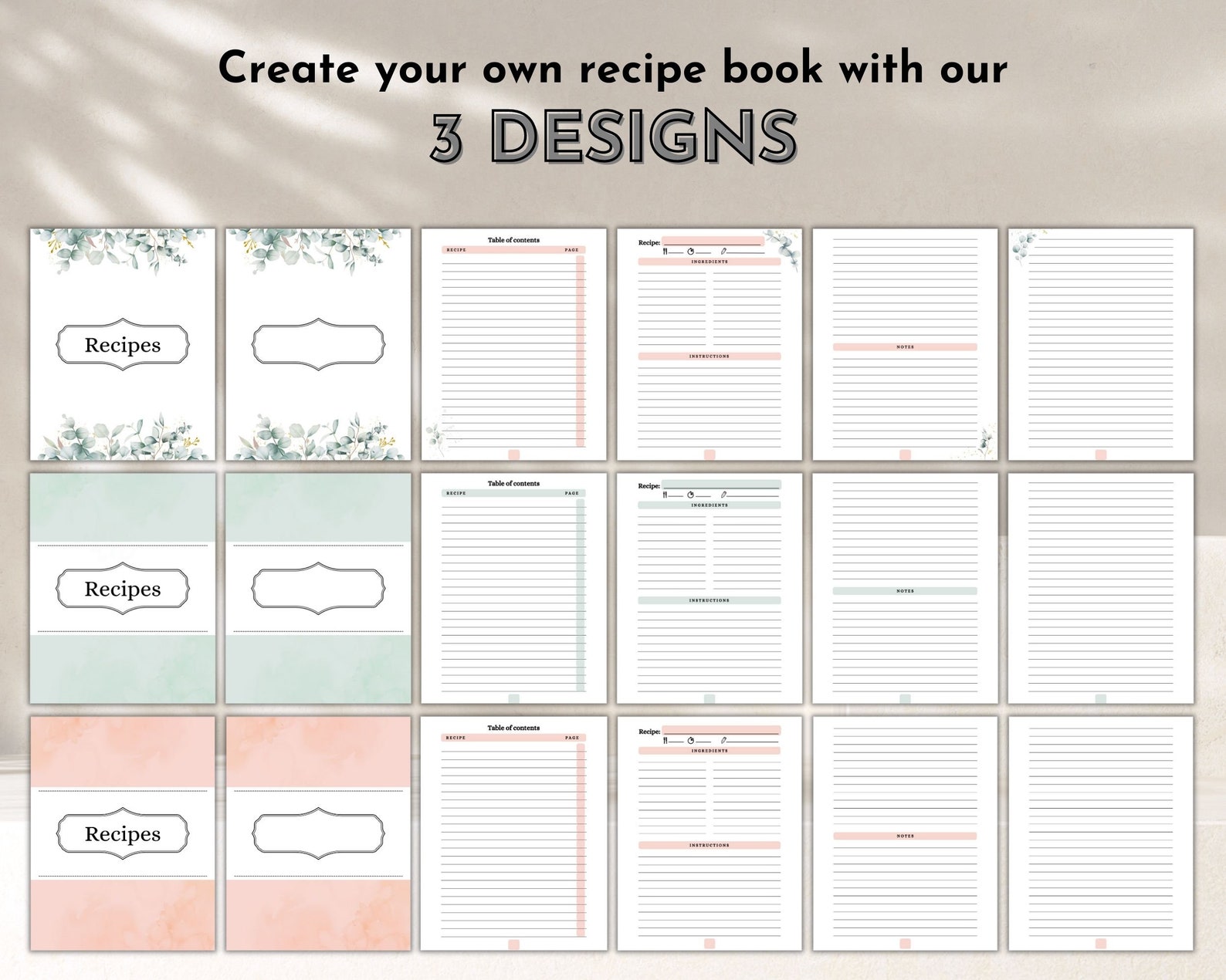 Printable Recipe Template Recipe Book Template Printable - Etsy