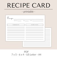 Printable Recipe Template Pink Recipe Book Template 8.5 X 11 in and A4 ...