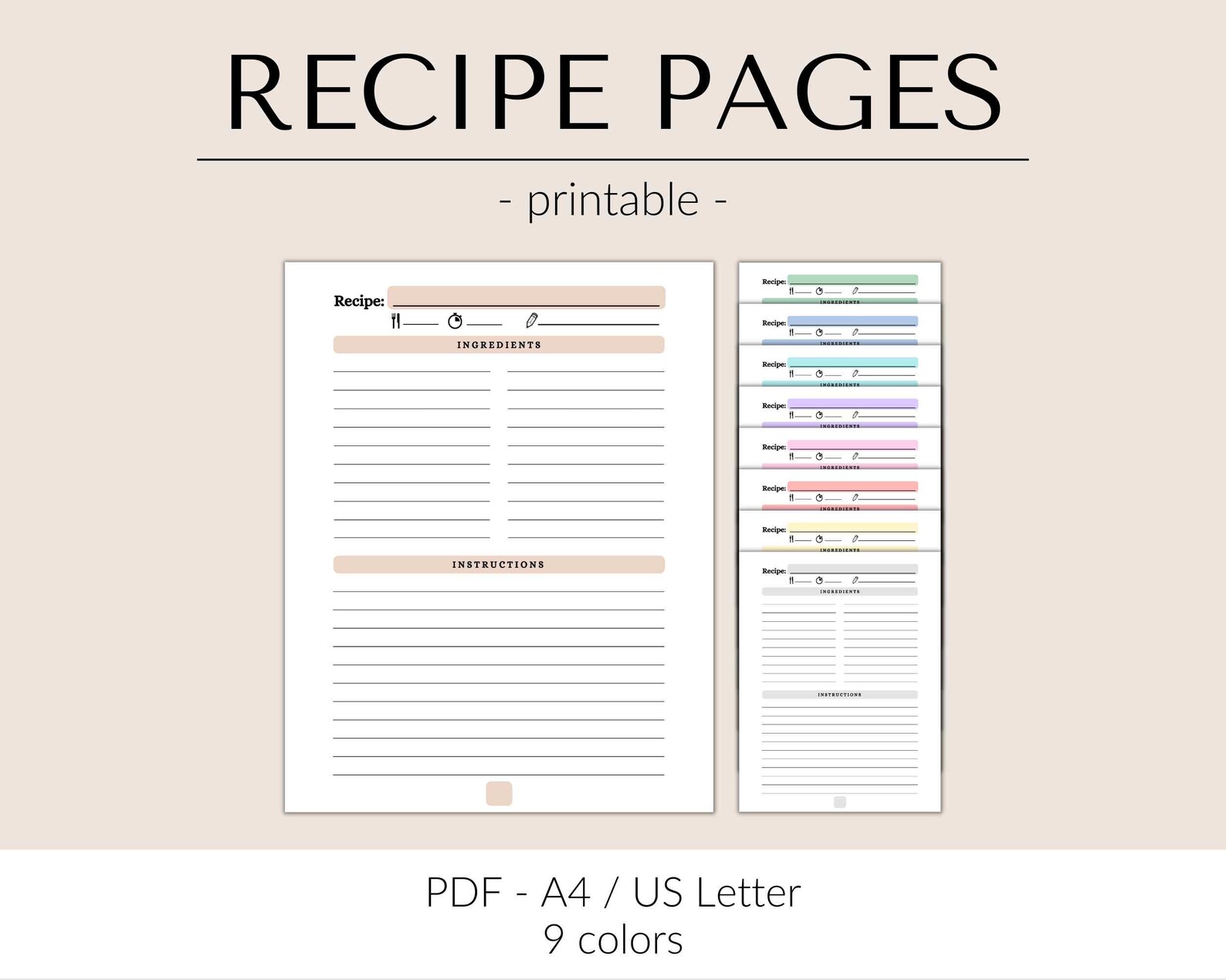 Printable Recipe Template Recipe Book Template Printable Recipe Page ...