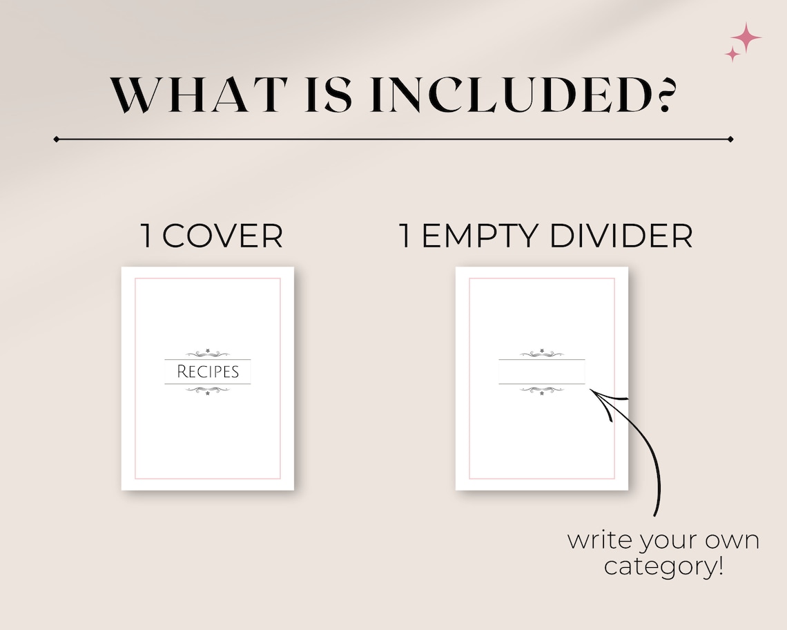 Printable Recipe Binder Dividers | 8.5x11 & A4 | Pink Minimalist Recipe ...