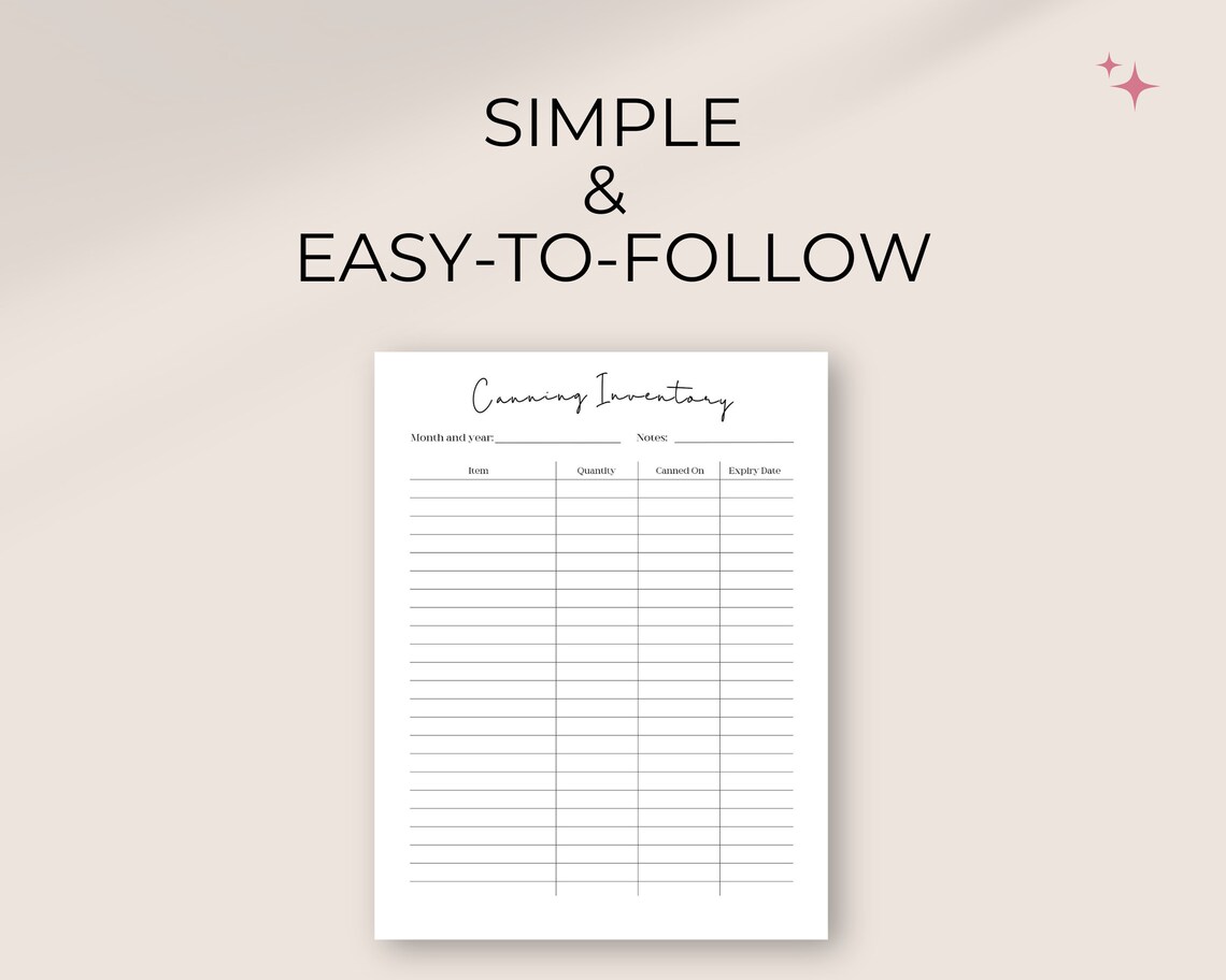 Printable Canning Inventory Template | Canning Inventory Sheet for Your ...