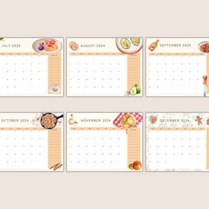 Printable Kitchen Calendar 2024 2024 Calendar for Food Lovers ...