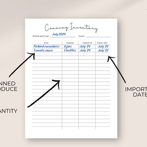 Printable Canning Inventory Template | Canning Inventory Sheet for Your ...