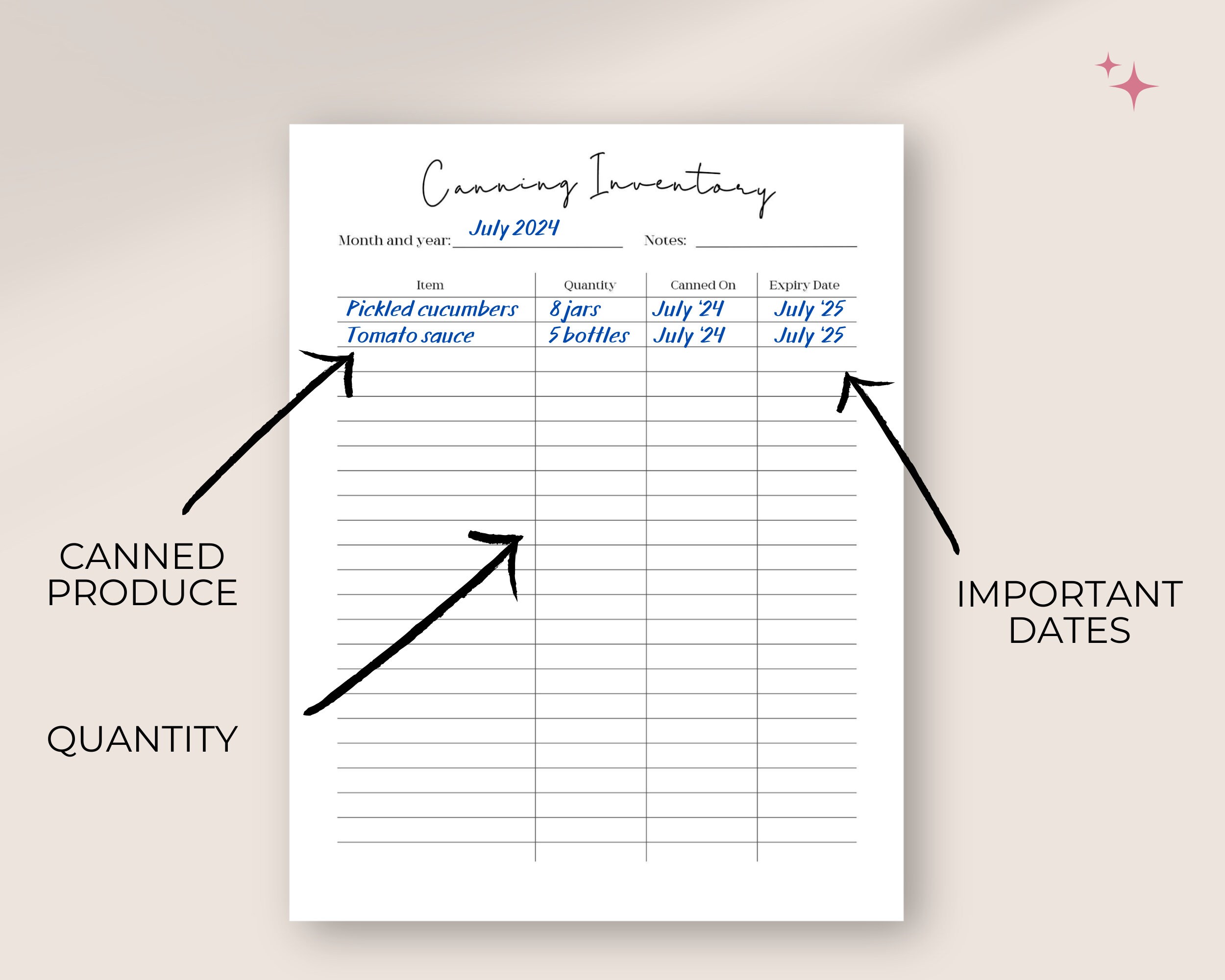 Printable Canning Inventory Template | Canning Inventory Sheet for Your ...