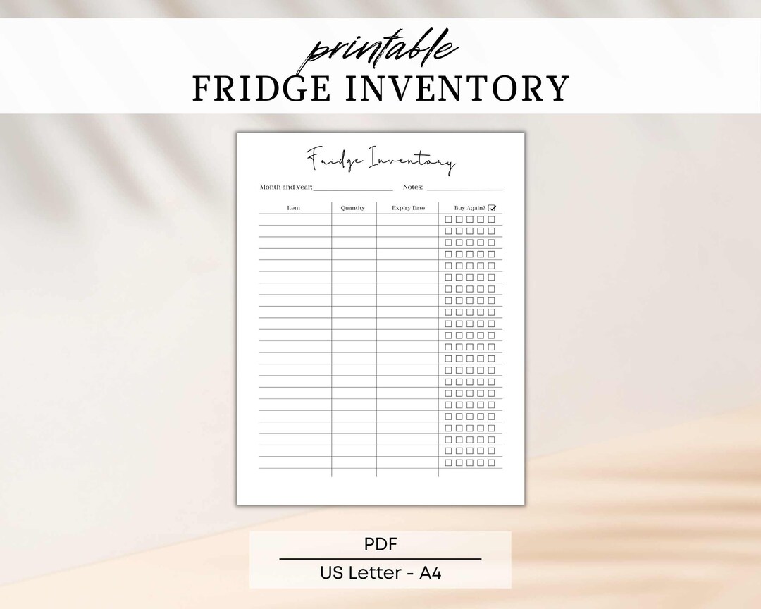 Printable Fridge Inventory Tracker Food Inventory Template for Your ...