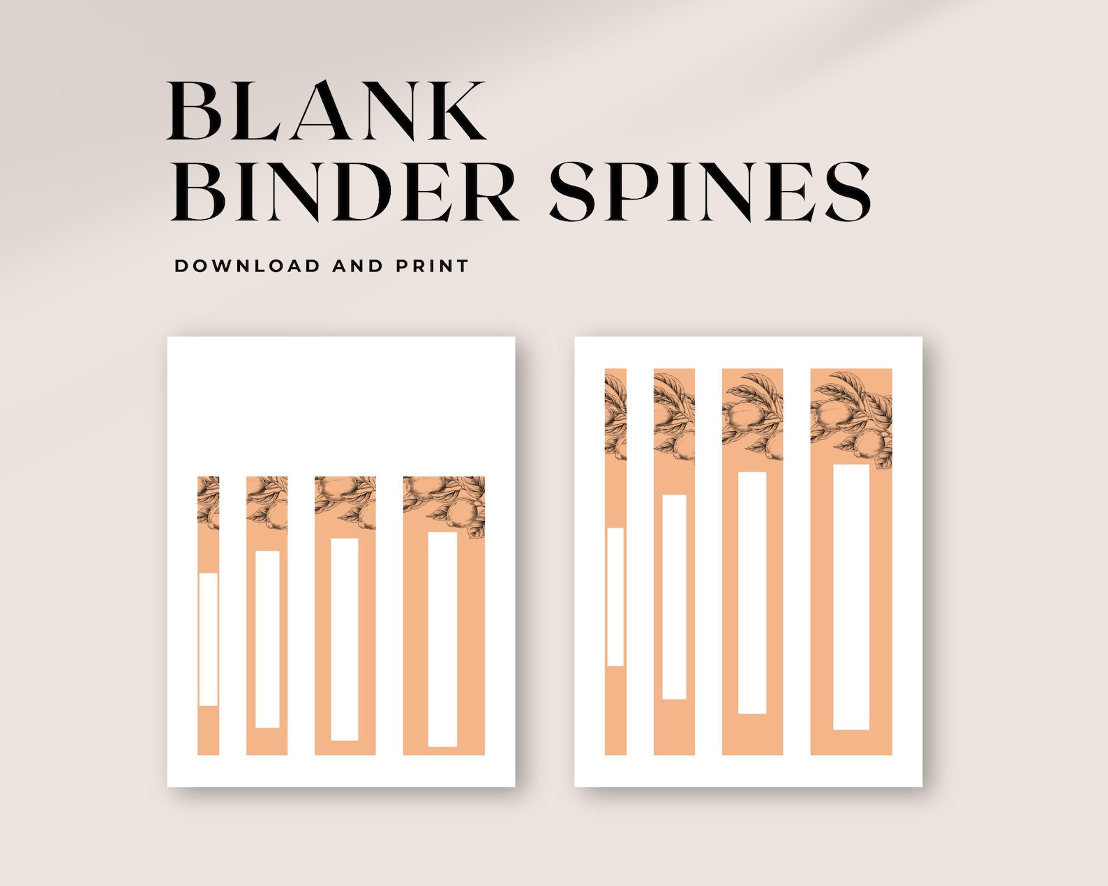 Printable Blank Binder Spines in 8.5x11 & A4 | Minimalist Recipe Book ...