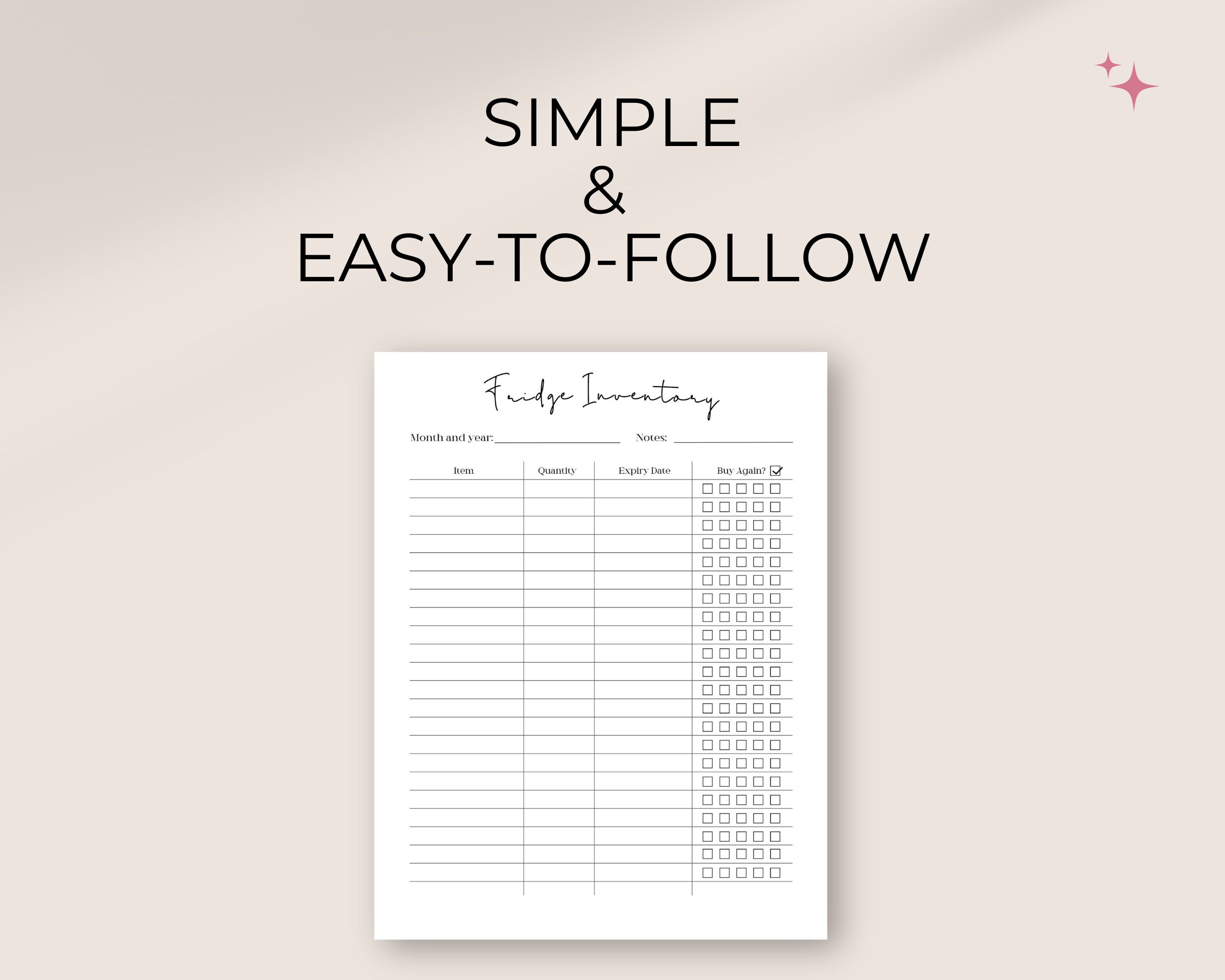 Printable Fridge Inventory Tracker | Food Inventory Template for Your ...