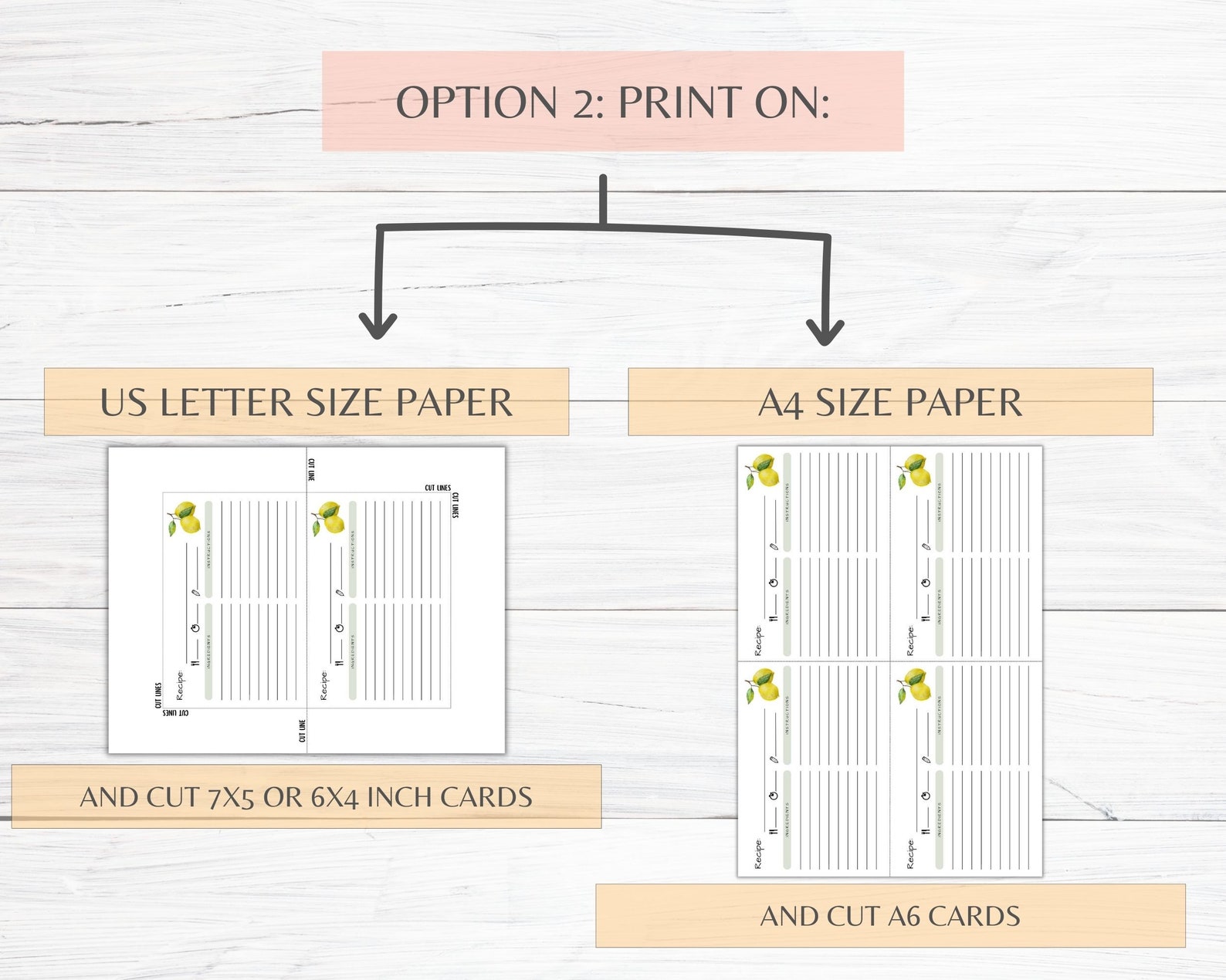 Printable Recipe Cards for Recipe Box Recipe Card Template - Etsy