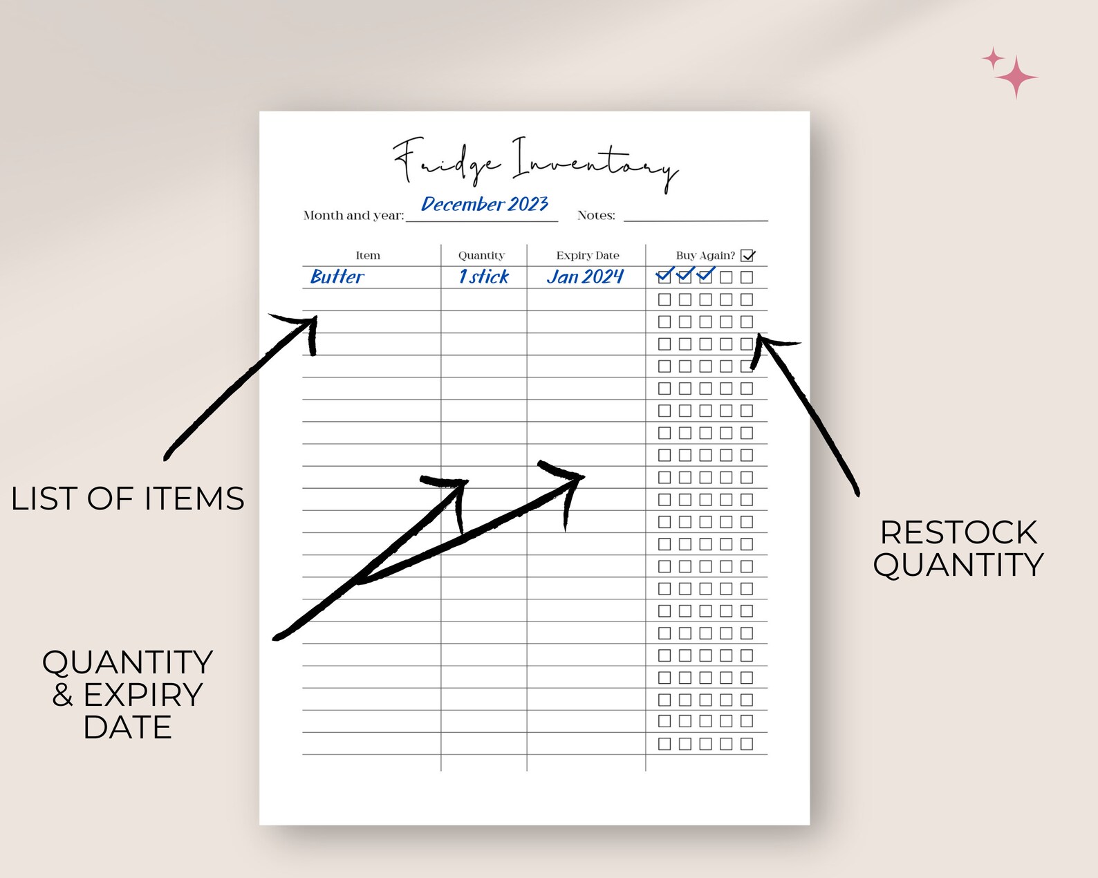 Printable Fridge Inventory Tracker | Food Inventory Template for Your ...