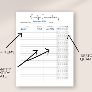 Printable Fridge Inventory Tracker | Food Inventory Template for Your ...