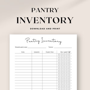 Printable Pantry Inventory Tracker | Food Inventory Template for Your ...