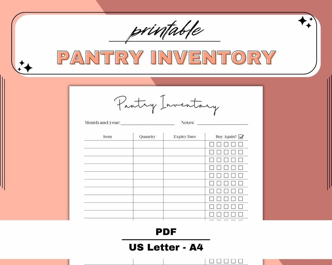 Printable Pantry Inventory Tracker Food Inventory Template - Etsy