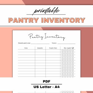 Printable Pantry Inventory Tracker Food Inventory Template for Your ...