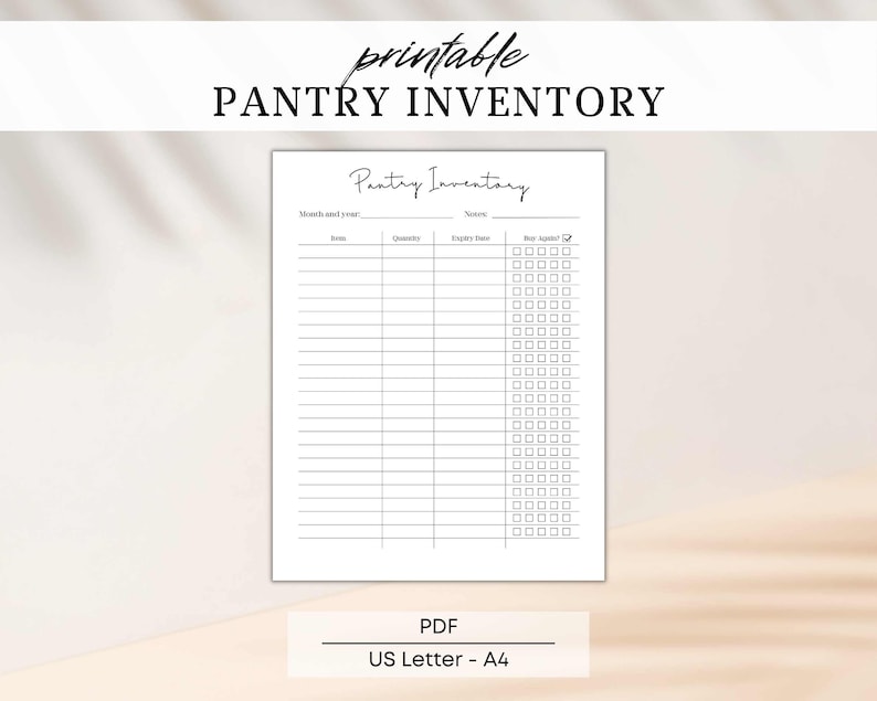 Printable Pantry Inventory Tracker Food Inventory Template - Etsy