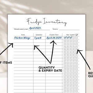 Printable Fridge Inventory Tracker Food Inventory Template for Your ...