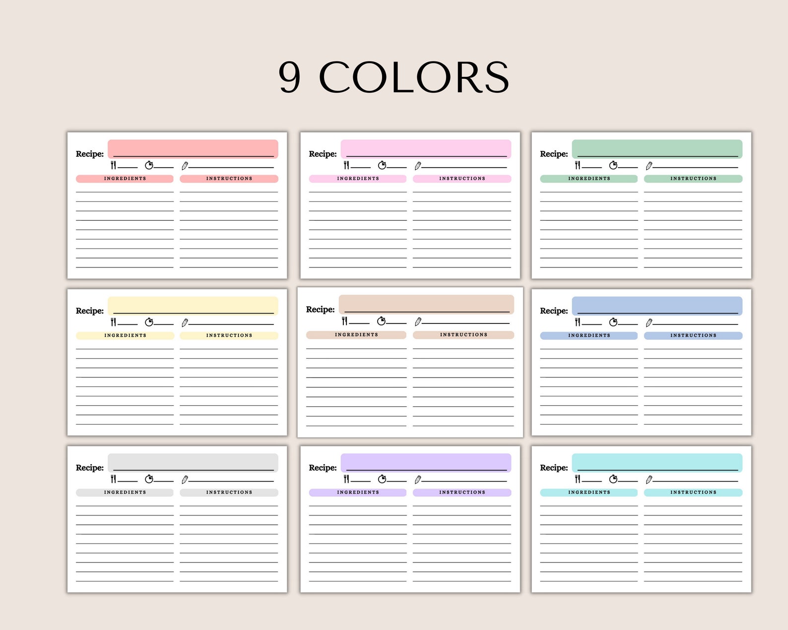 Printable Recipe Cards | Recipe Card Template for Your Recipe Box or ...