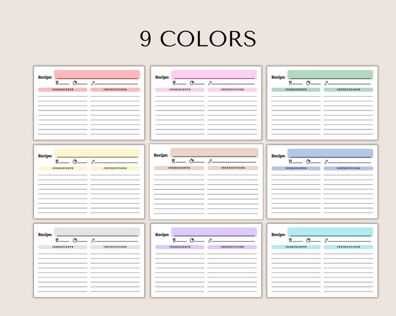 Printable Recipe Cards | Recipe Card Template for Your Recipe Box or ...