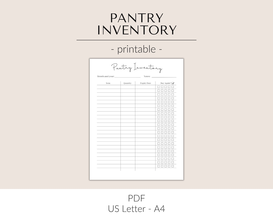 Printable Pantry Inventory Tracker Food Inventory Template for Your ...