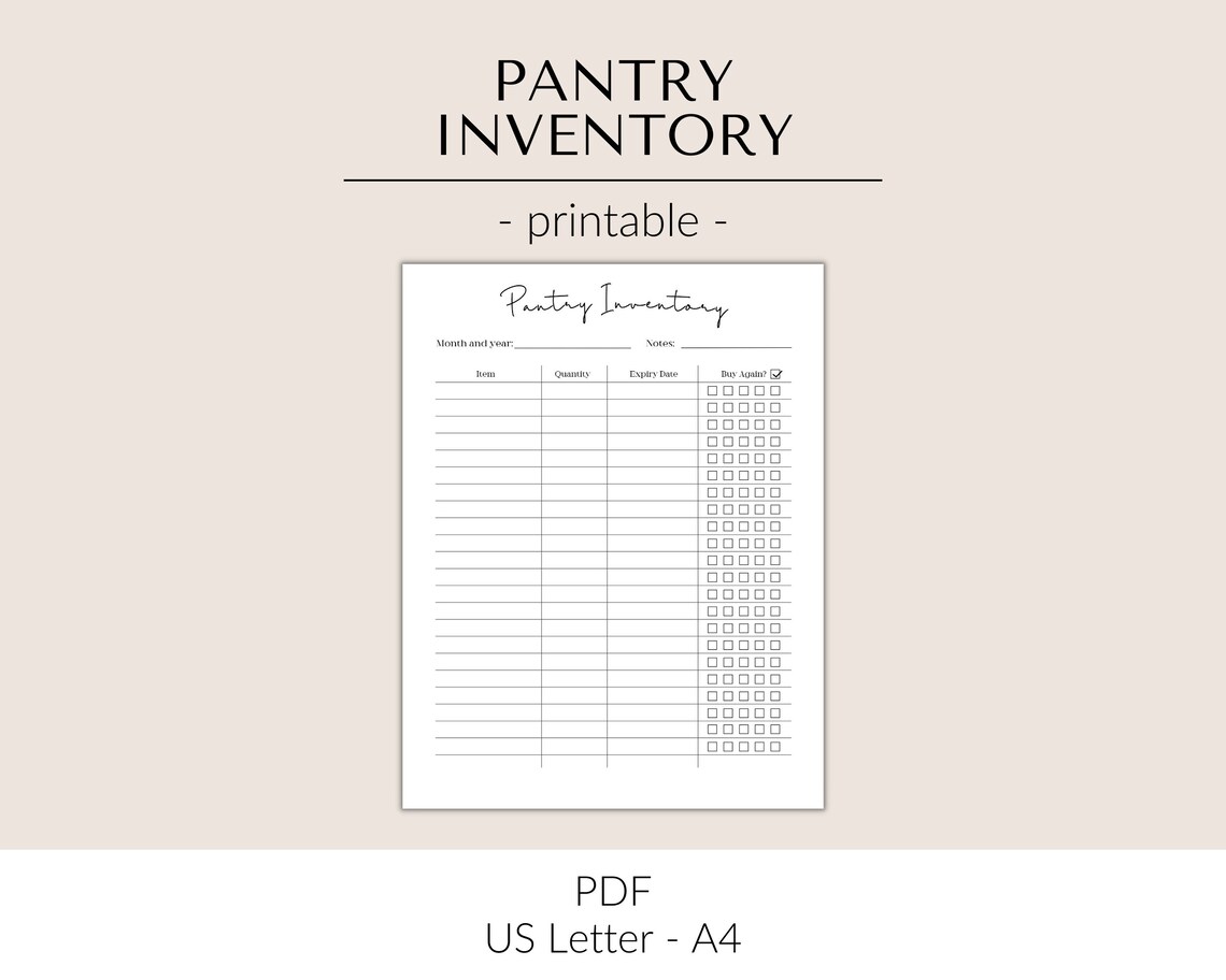 Printable Pantry Inventory Tracker Food Inventory Template for Your ...