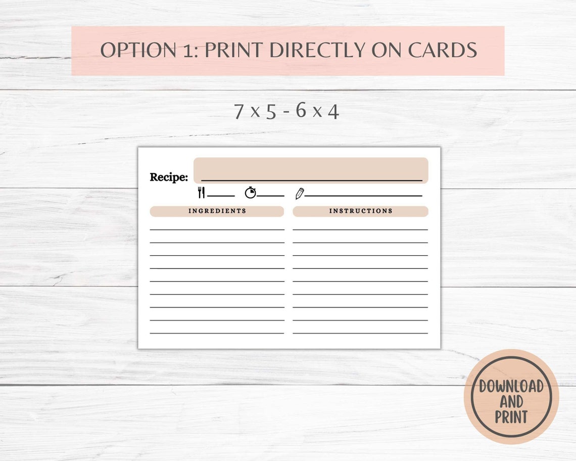 Printable Recipe Cards Recipe Card Template for Your Recipe - Etsy