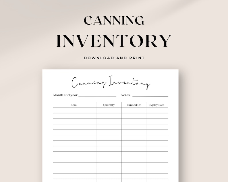 Printable Canning Inventory Tracker | Canning Inventory Template for ...